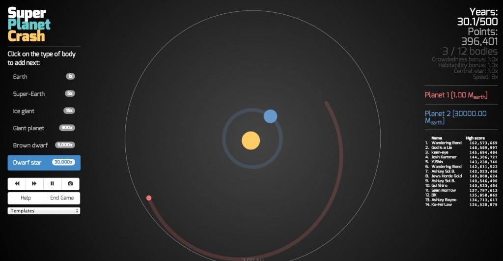 Super Planet Crash: monte seu sistema planetário - Universo Racionalista
