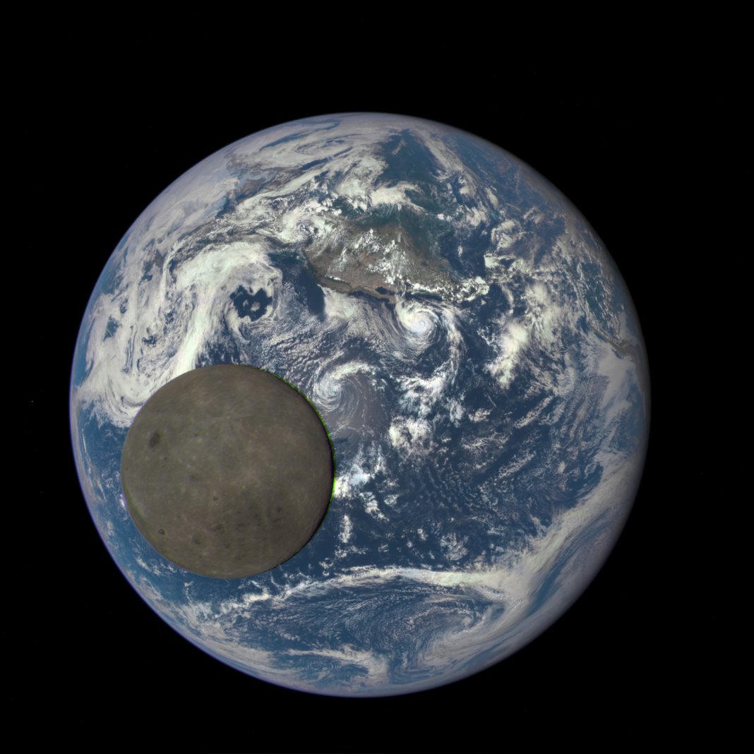 NASA faz imagem espetacular da Lua transitando o disco da Terra